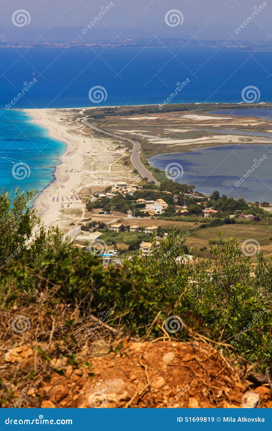 The Town of Lefkada and Gyra Beach Stock Image - Image of city, ionio ...
