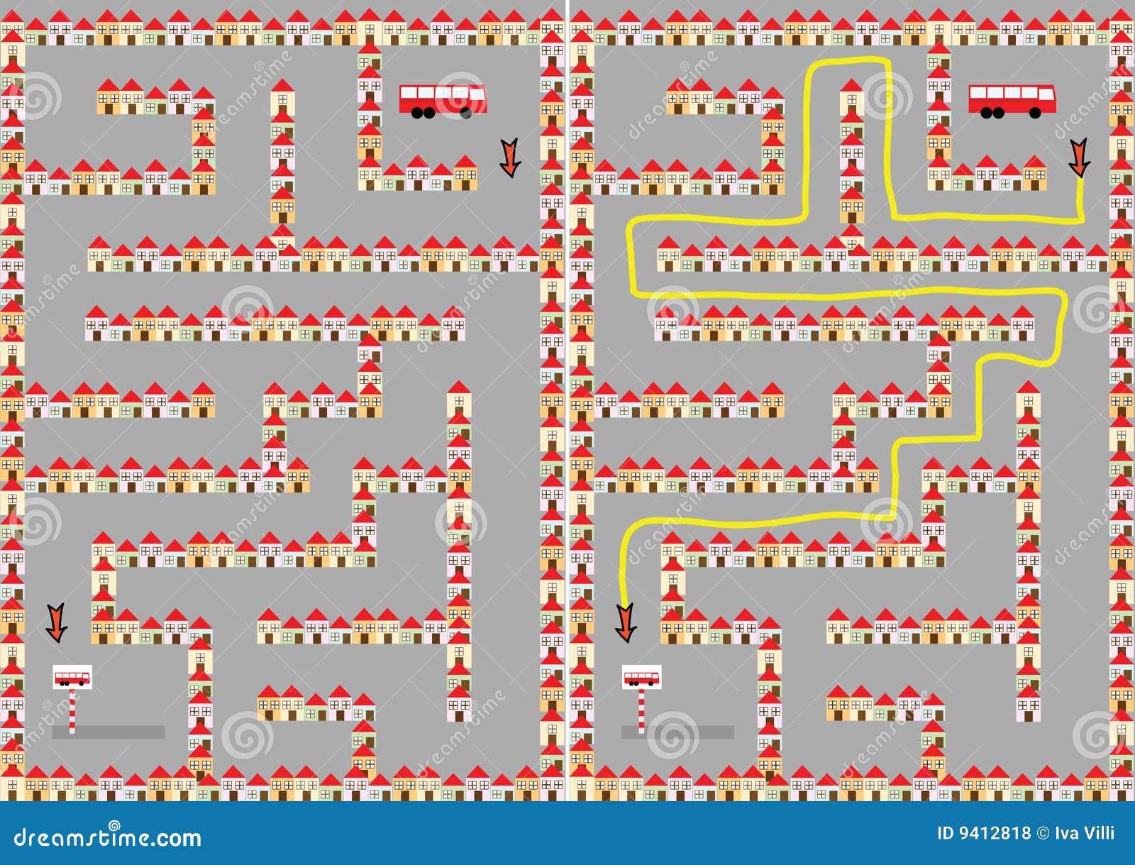 Town maze stock vector. Illustration of puzzle, vector - 9412818