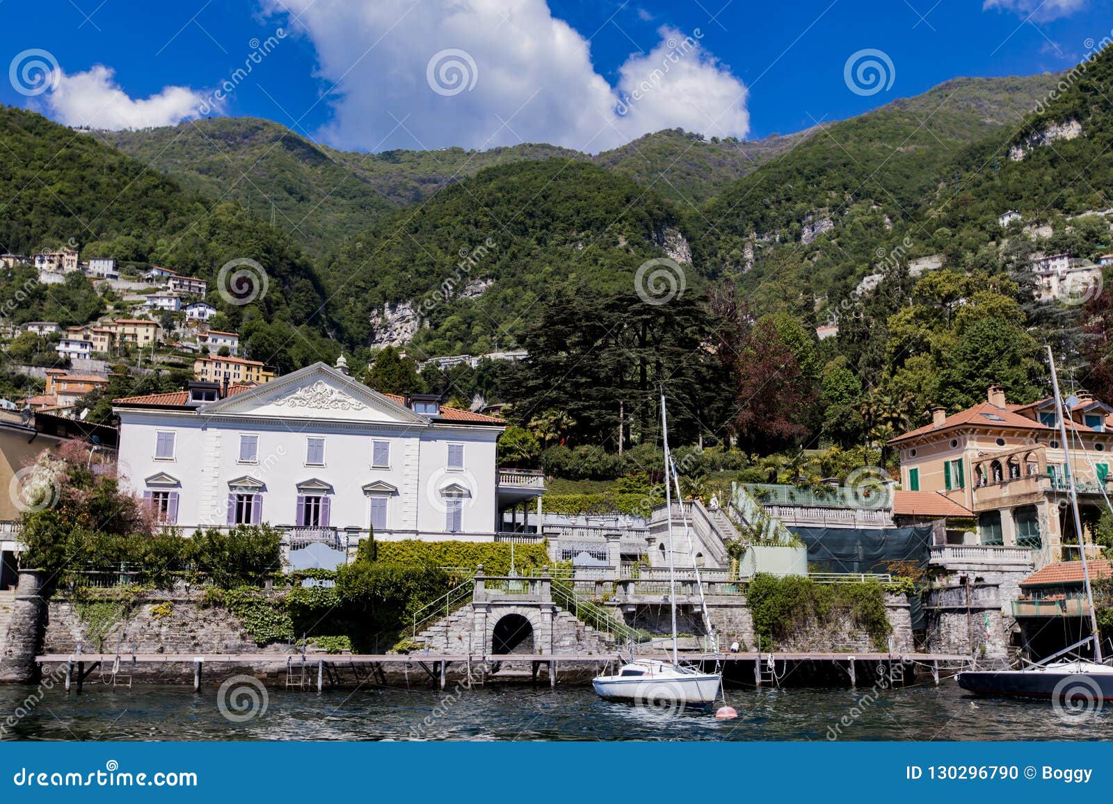 Town Moltrasio on Lake Como in Italy Stock Photo - Image of shore ...
