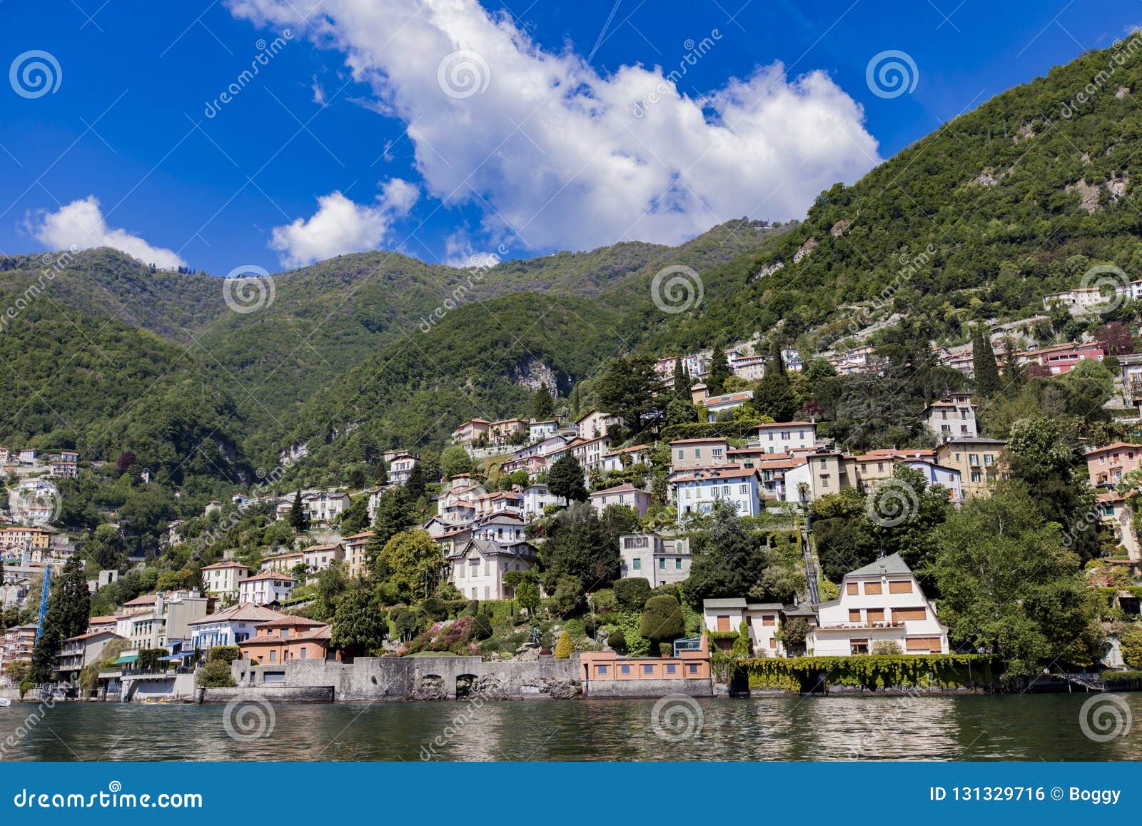 Town Moltrasio on Lake Como in Italy Stock Photo - Image of destination ...
