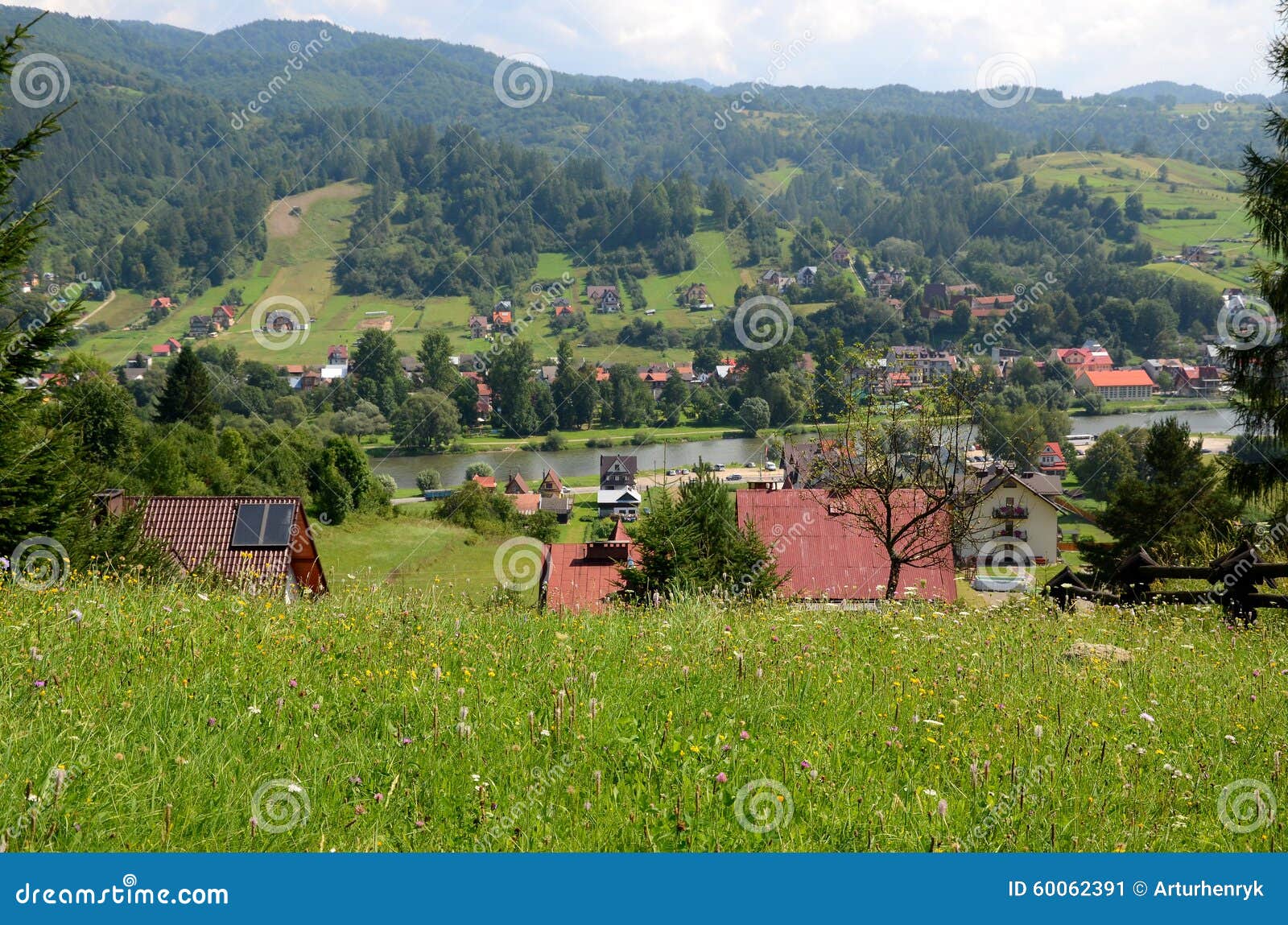 Town in the Mountains (Kroscienko in Poland) Stock Image - Image of ...