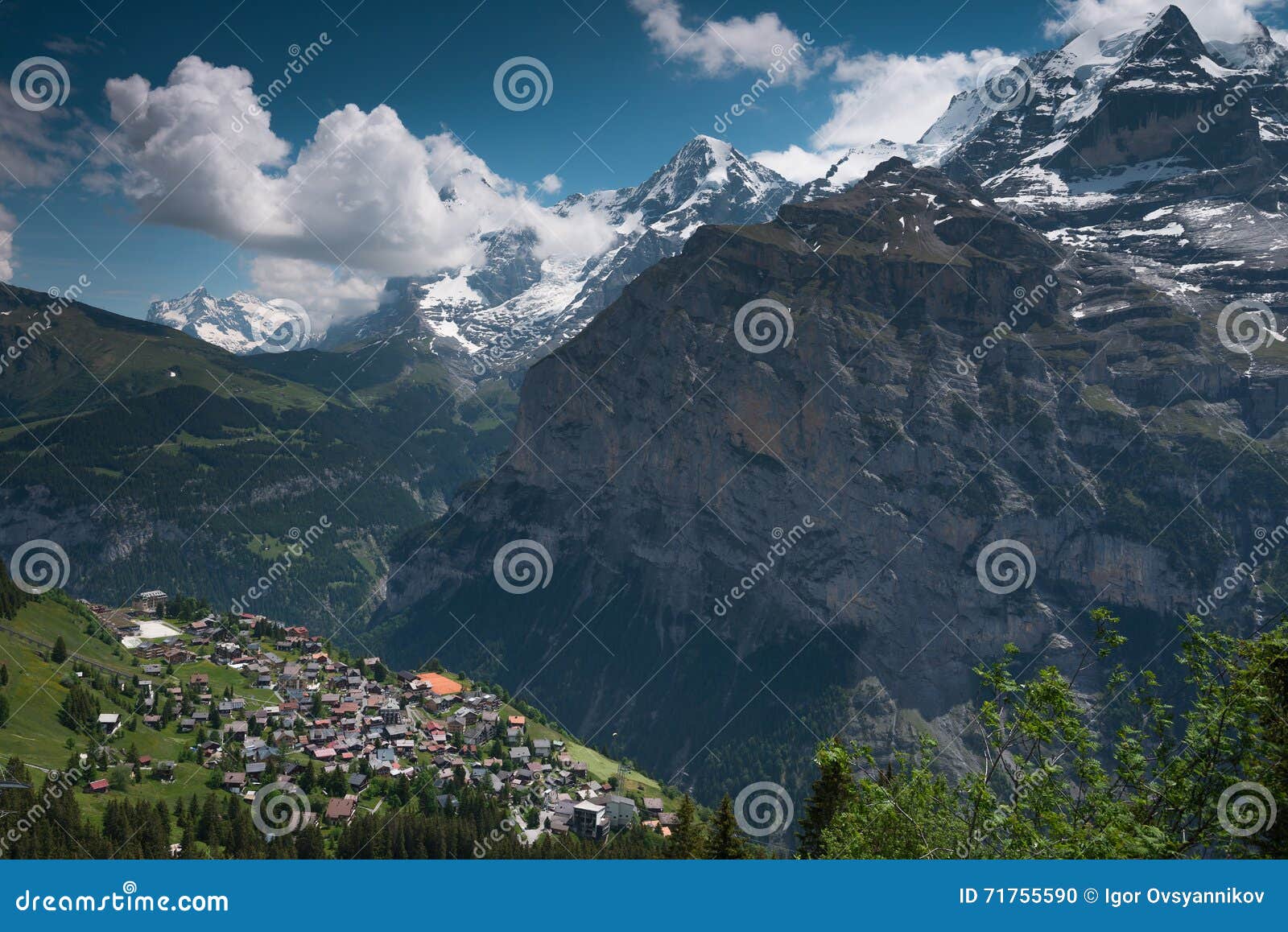 The Town Murren, Switzerland Stock Photo - Image of cloud, outdoors ...