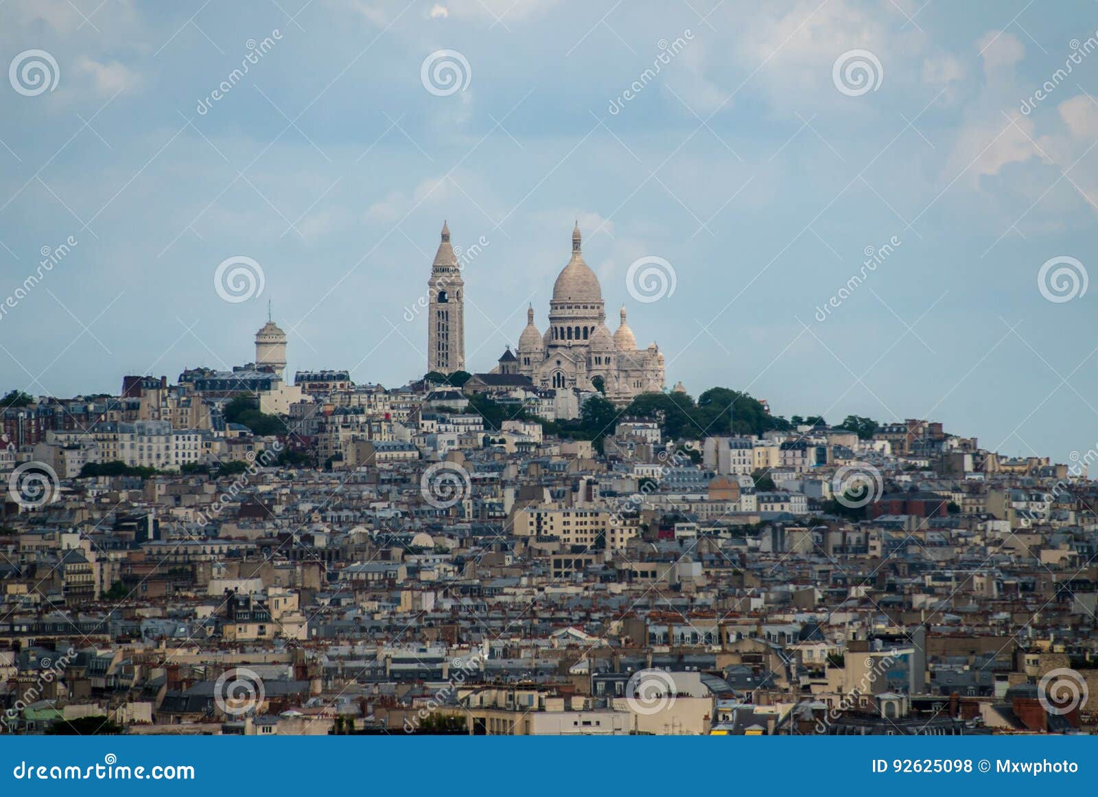 Town of Paris Around Sacre Coeur on Top of the Hill Stock Photo - Image ...