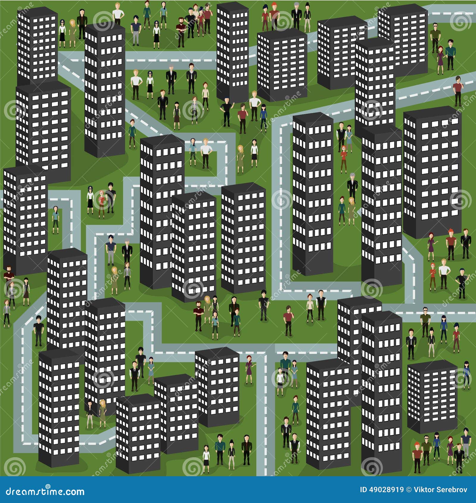 Town with people stock vector. Illustration of community - 49028919