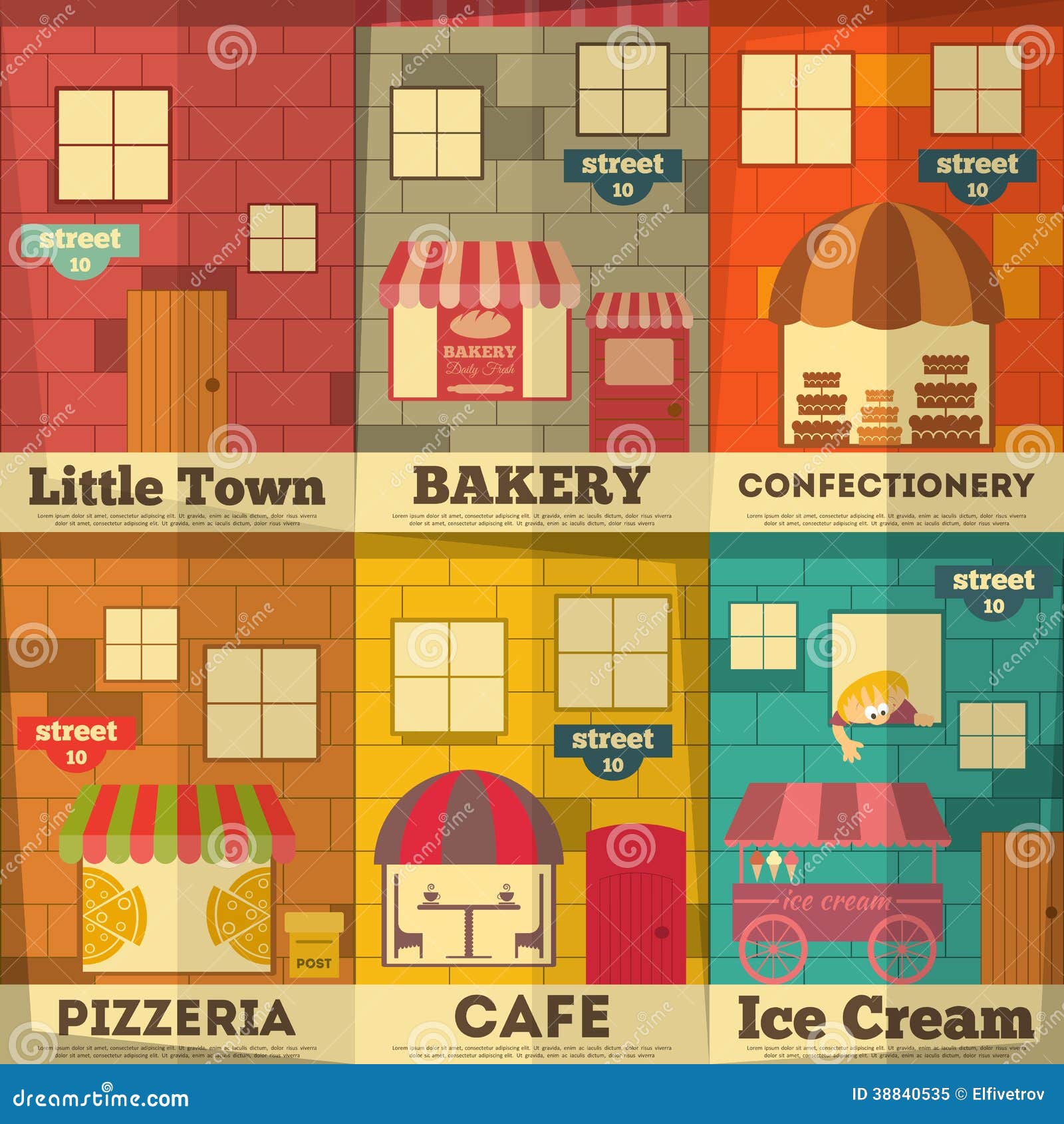 Town Posters stock vector. Illustration of confectionery - 38840535