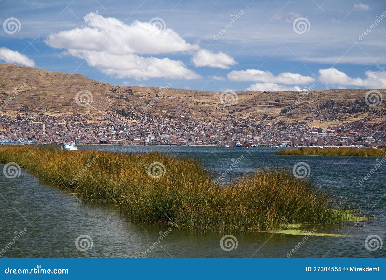 Town Puno, Peru stock image. Image of tourist, boat, hill - 27304555