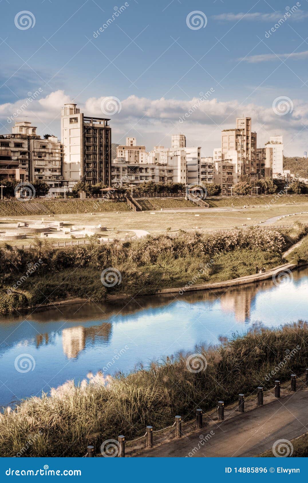 Town scenery stock photo. Image of architectural, blue - 14885896