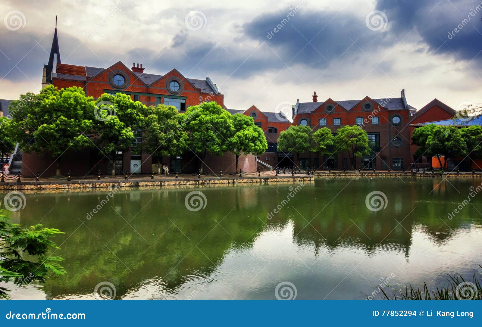 Town scenery editorial stock image. Image of clouds, style - 77852294
