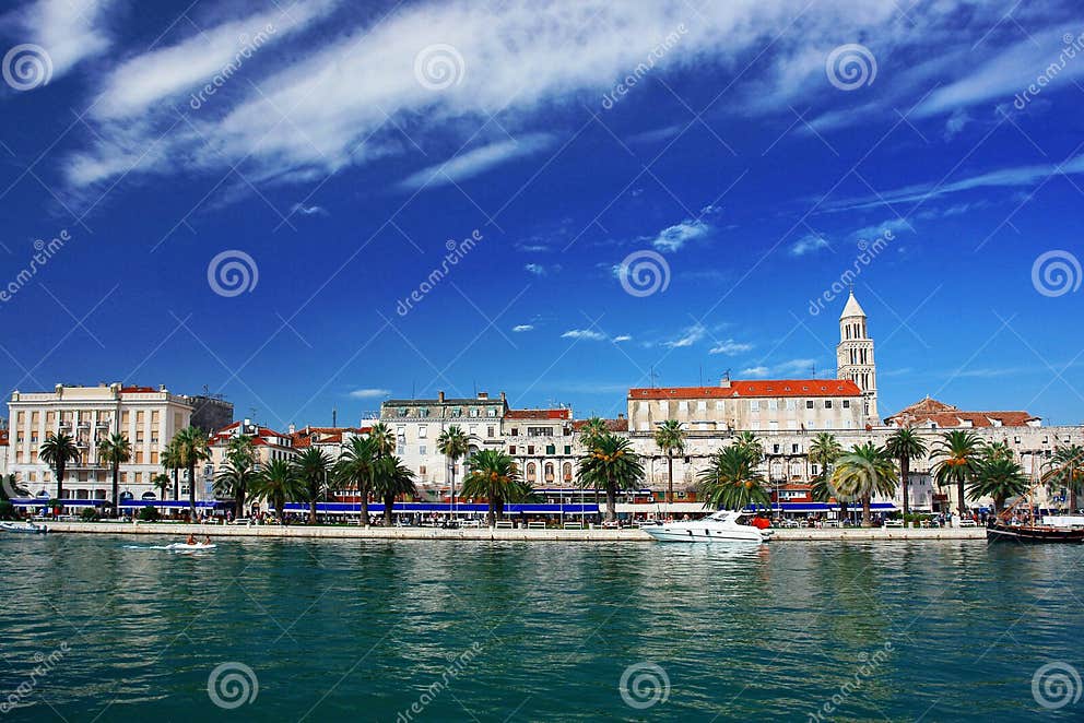 Town by the Sea, Split, Hr. Stock Photo - Image of townscape, mountain ...