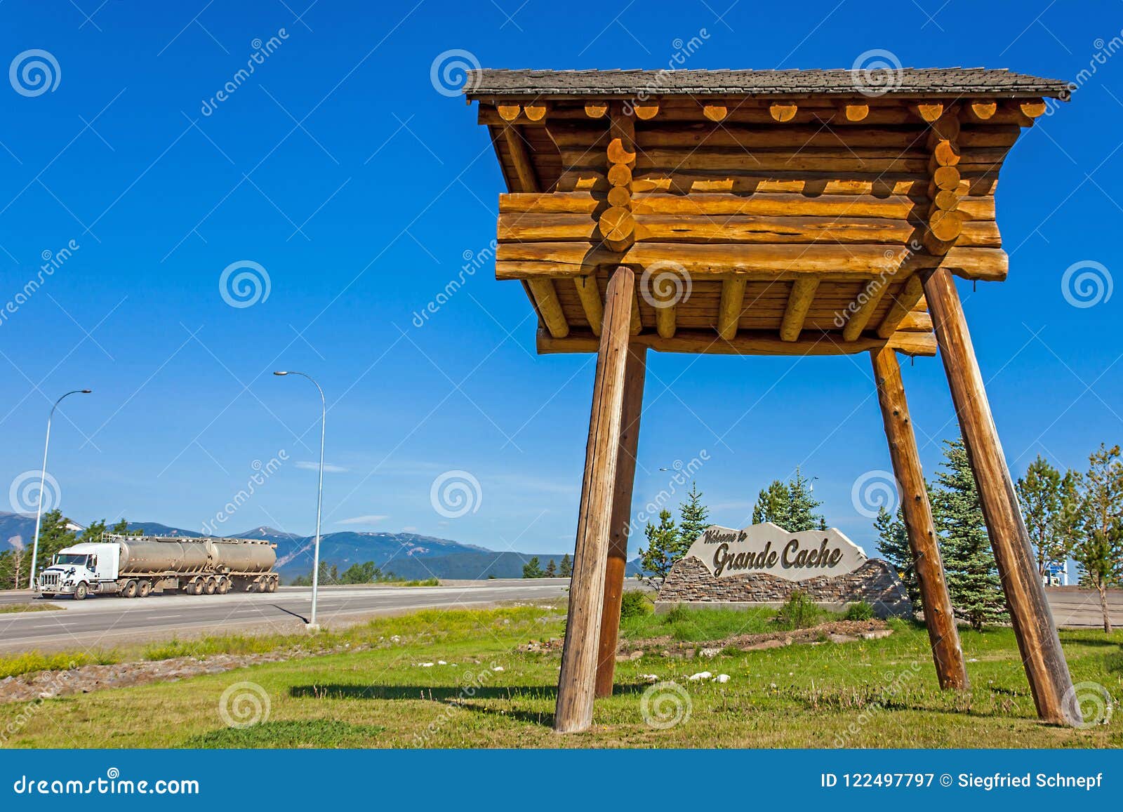 The Town Sign in Grande Cache Canada Stock Image - Image of charge ...