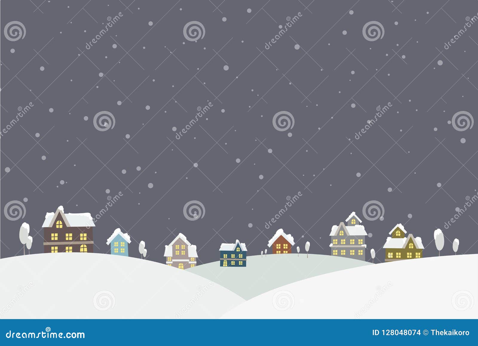 The Town in the Snow Falling Place Vector Illustration Stock Vector ...