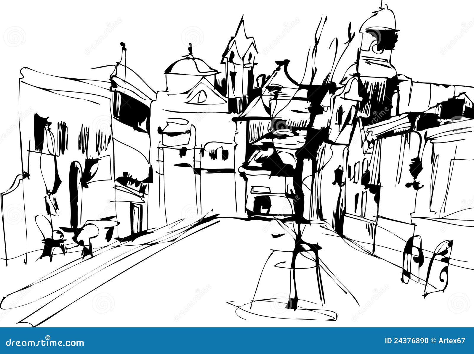 Town Square stock vector. Illustration of doors, angle - 24376890