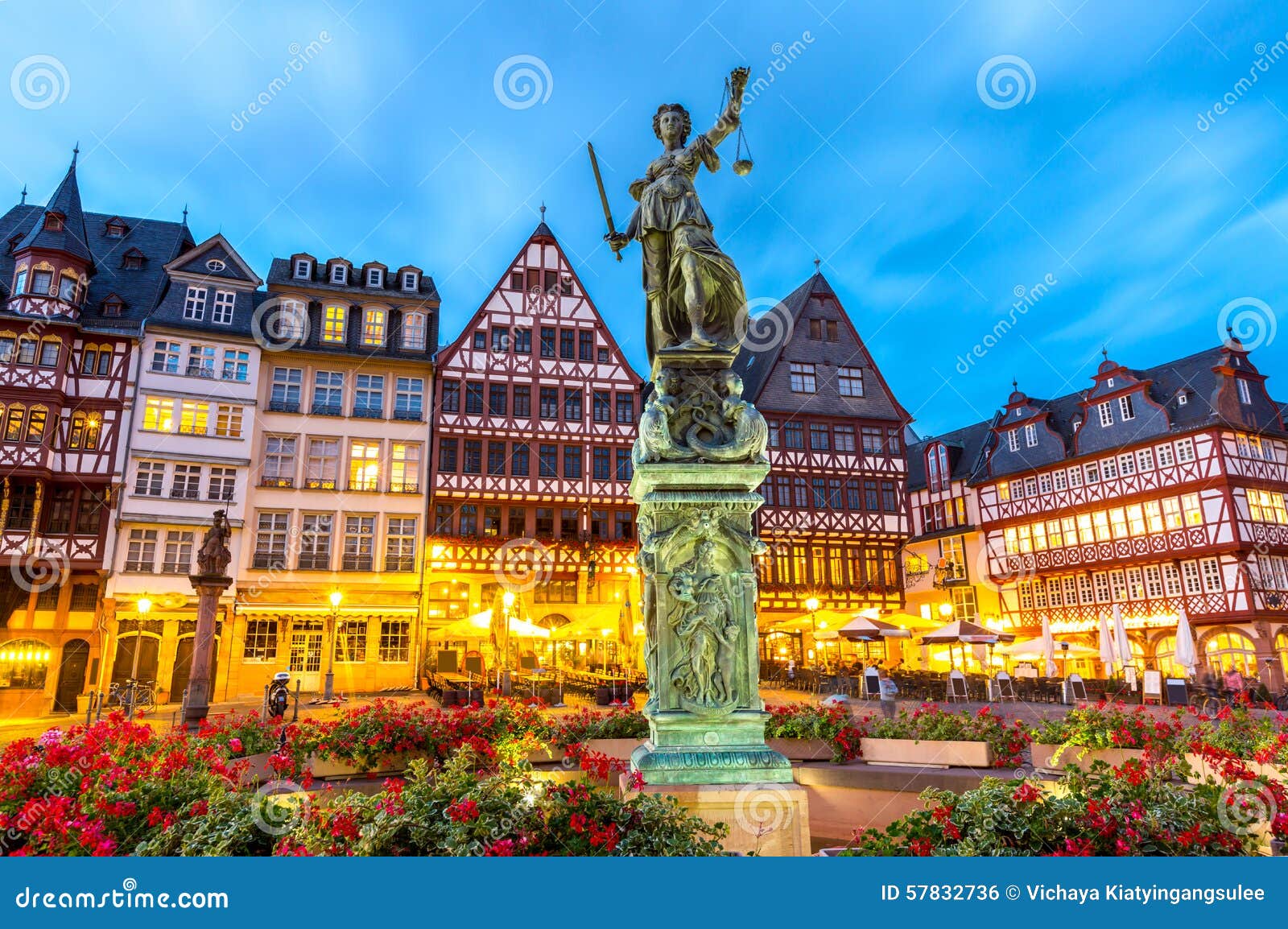 Town Square Romerberg Frankfurt Germany Stock Photo - Image of ...