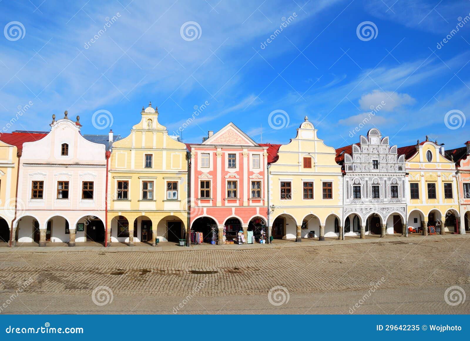 Town square in Telc stock image. Image of heritage, decorated - 29642235