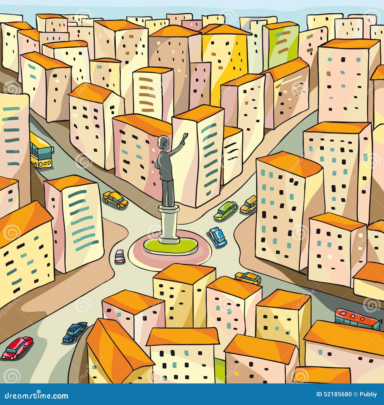 Town Square stock vector. Illustration of center, transport - 52185680