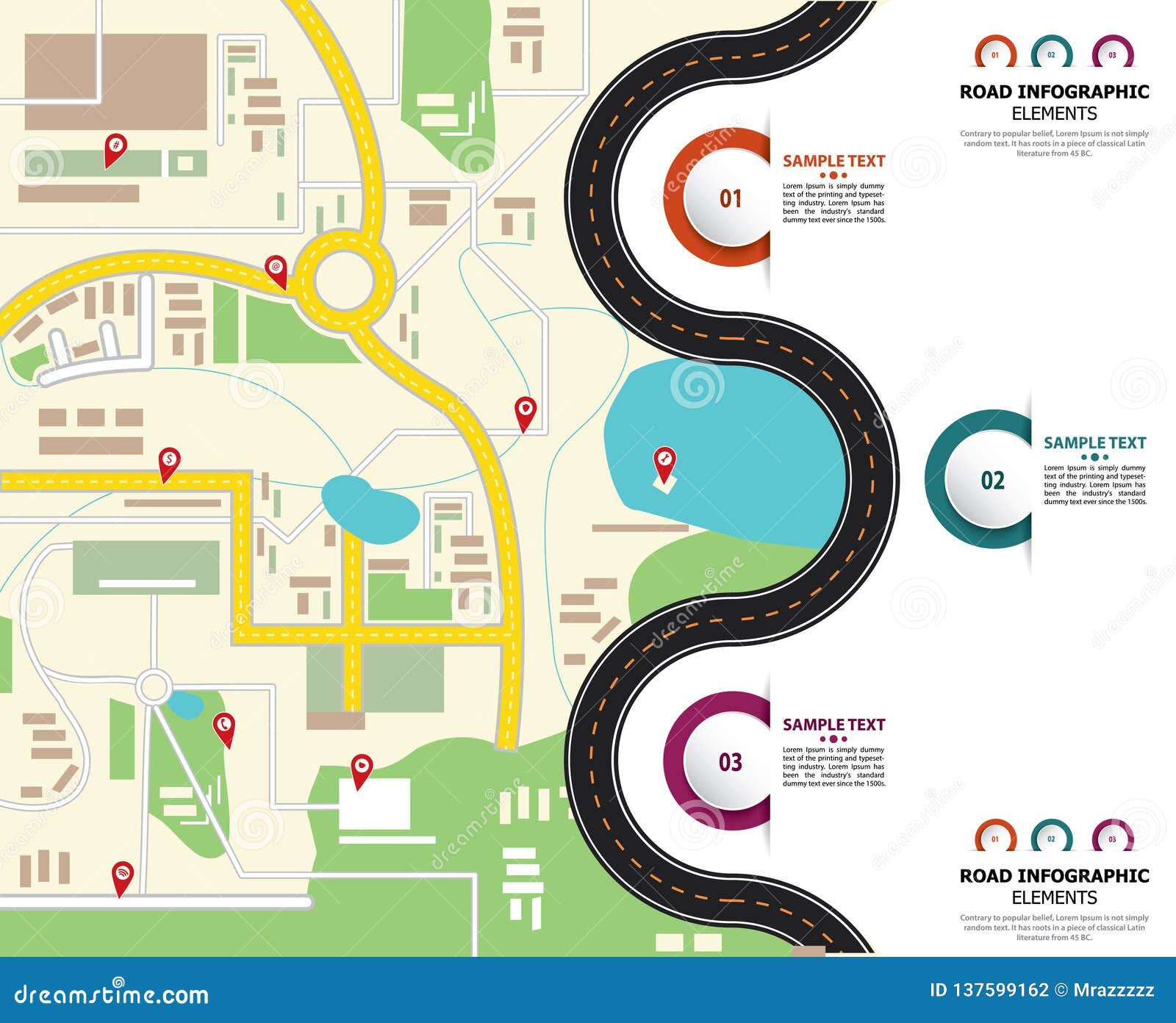 City Map Infrastructure Template. Vector Timeline with Options ...