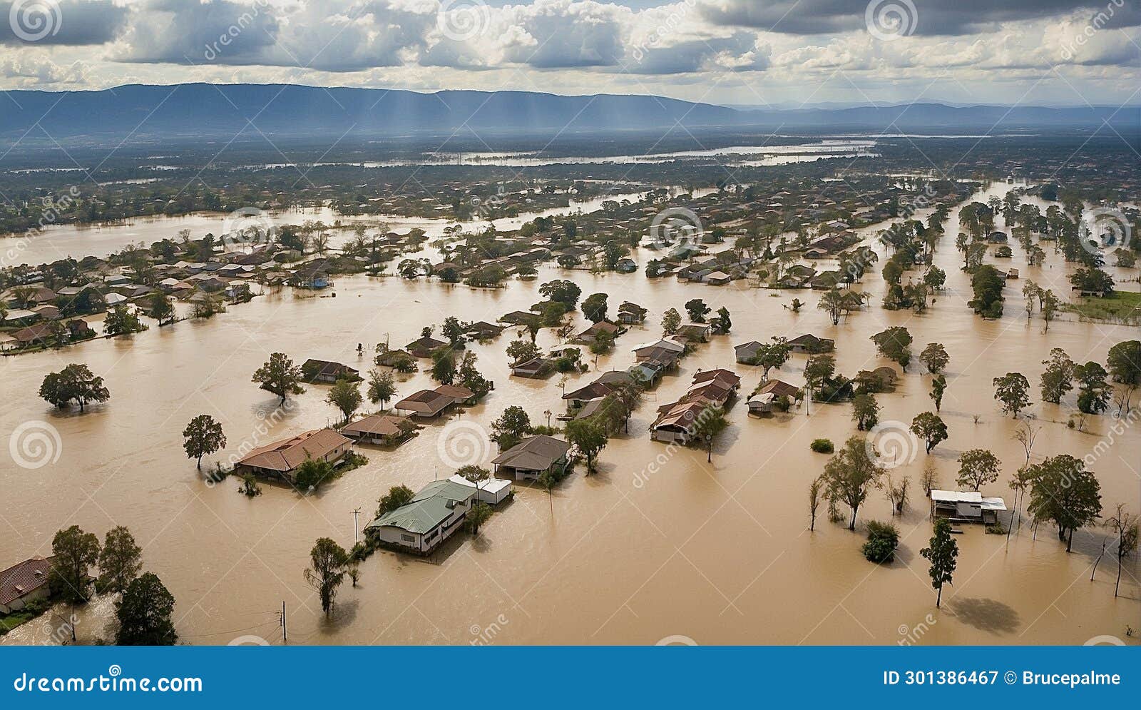 A Town Suffers Flooding after Prolonged Heavy Rainfall. AI Generated ...