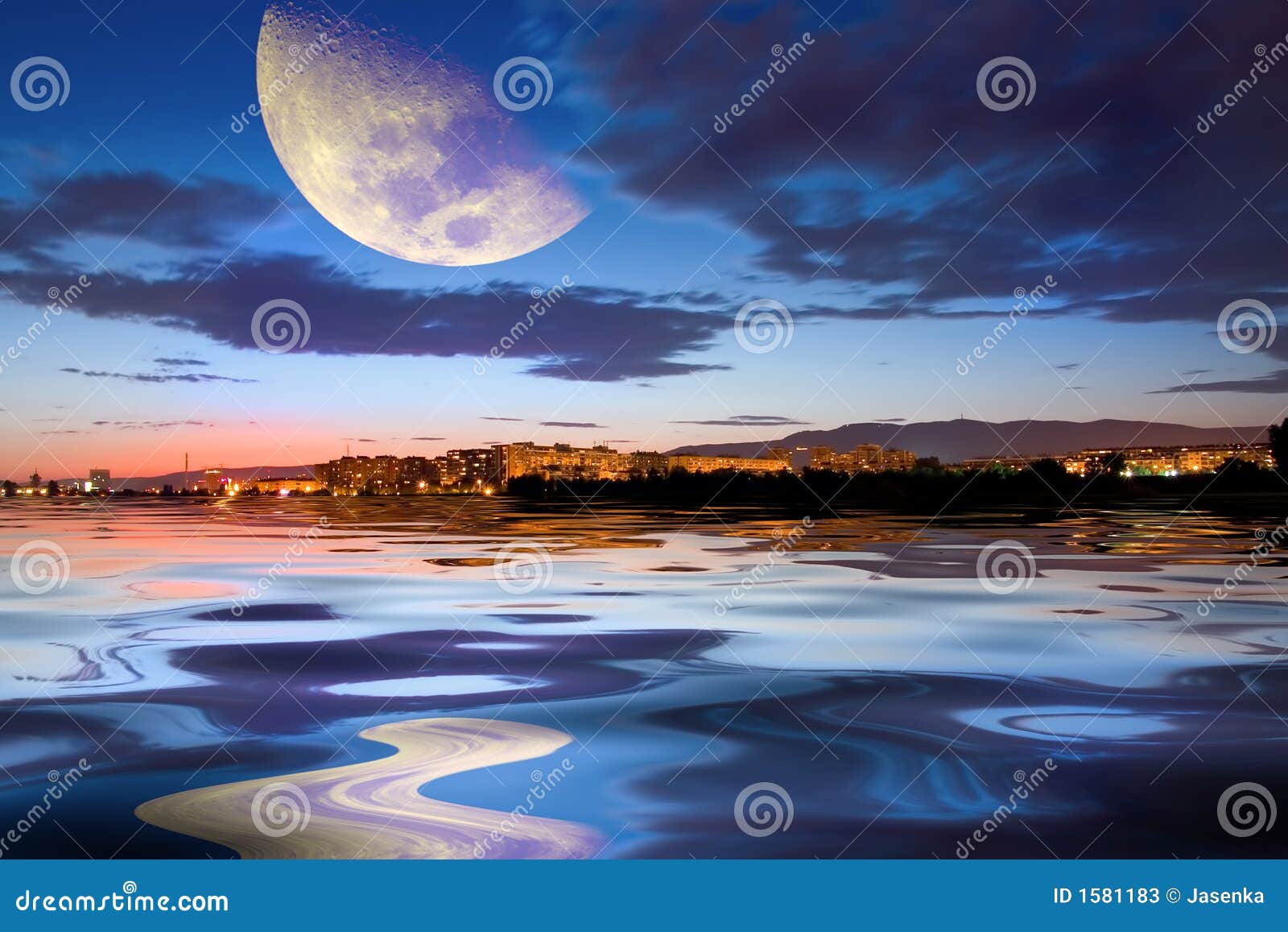Town at sunset stock image. Image of dawn, sunset, surreal - 1581183