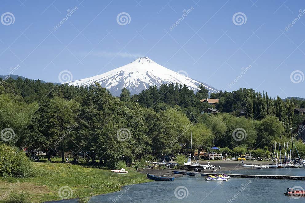 Town under active volcano stock photo. Image of volcano - 1251252