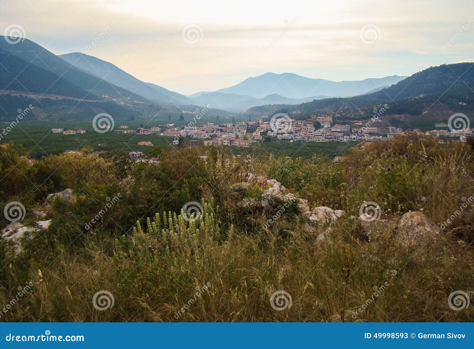 Town in a valley stock image. Image of house, scene, town - 49998593