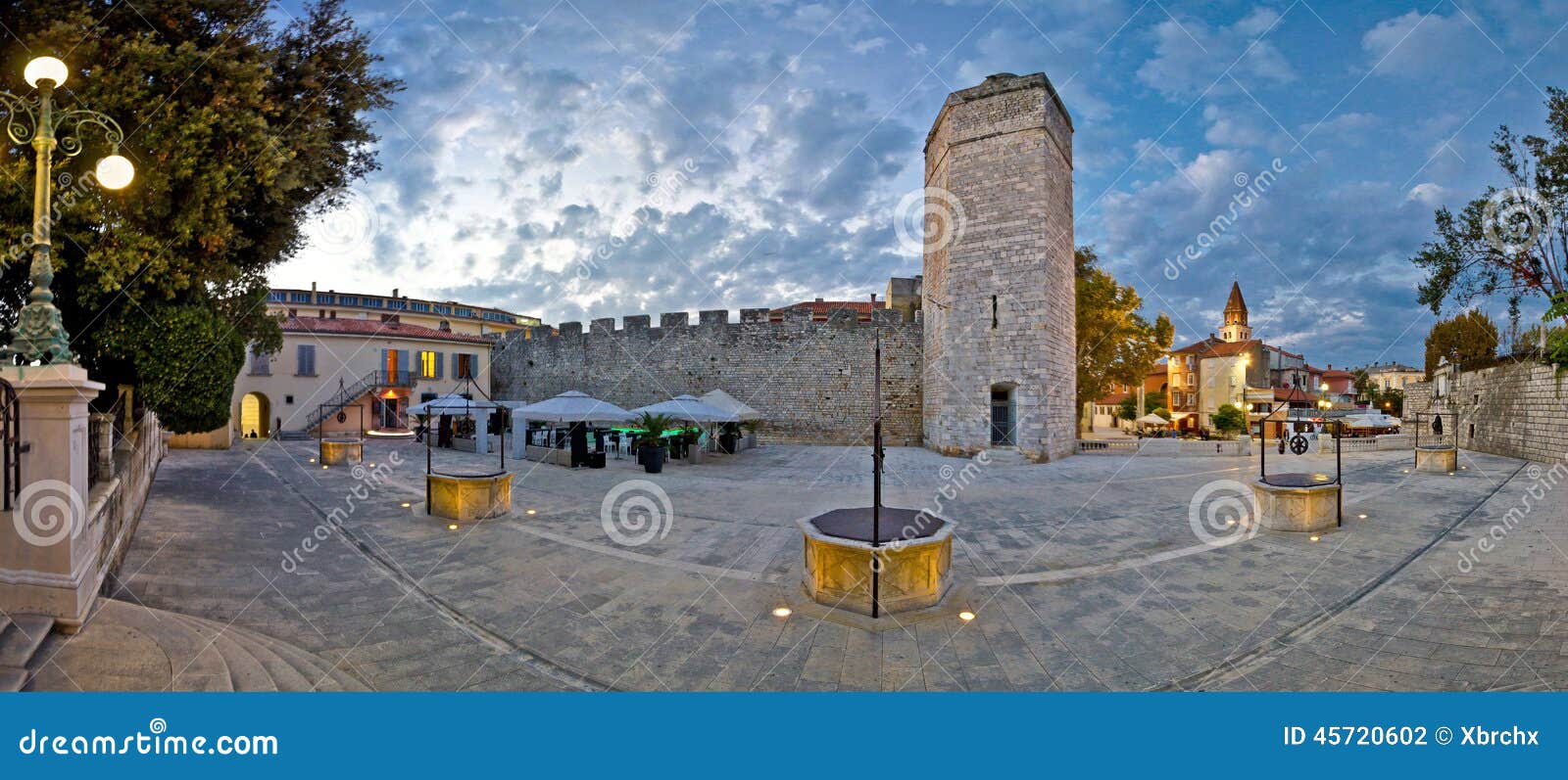 Town of Zadar Square Evening View Stock Photo - Image of historic ...