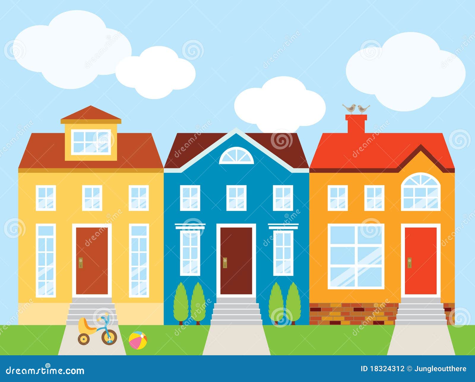 Townhouses stock vector. Illustration of village, yard - 18324312