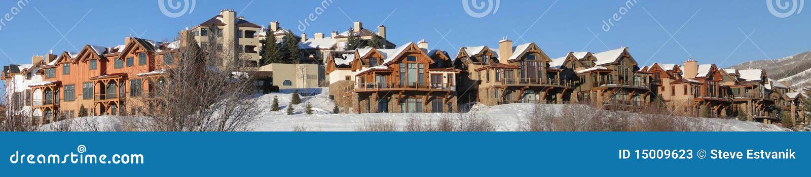 Townhouses and Condos in Winter Snow Stock Image - Image of condo ...