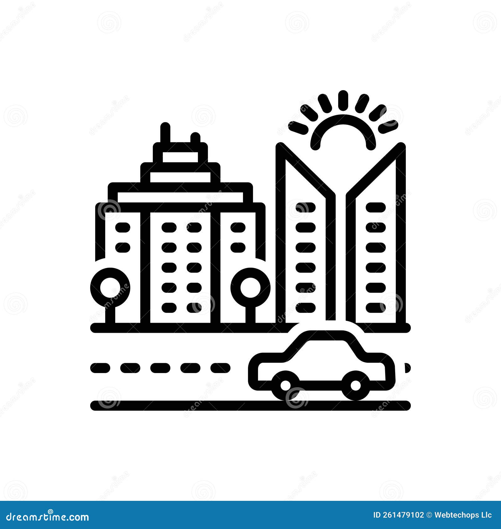 Black Line Icon for Towns, City and Metropolis Stock Vector ...