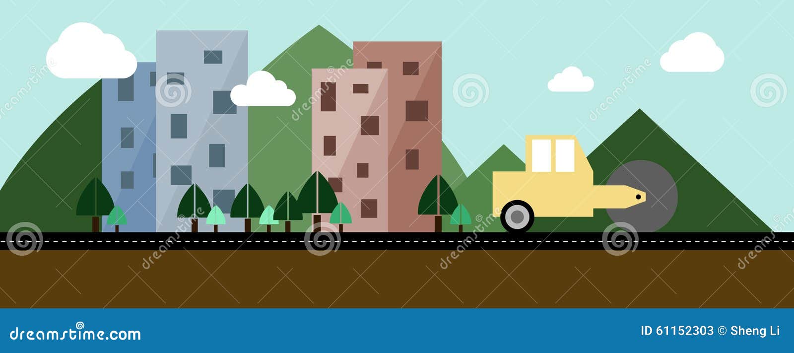 Towns Under Construction, Flat Illustration Stock Vector - Illustration ...