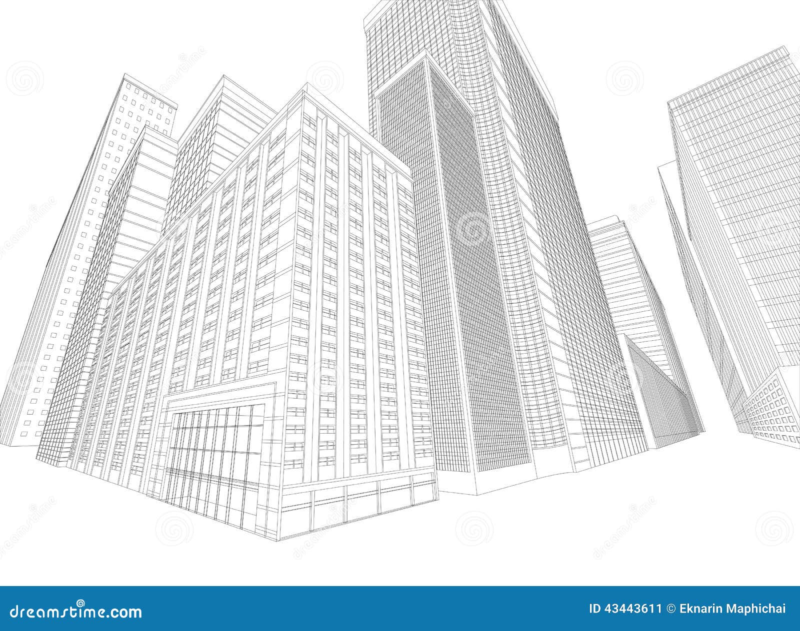 Townscape Wireframe Building Stock Illustration - Illustration of ...