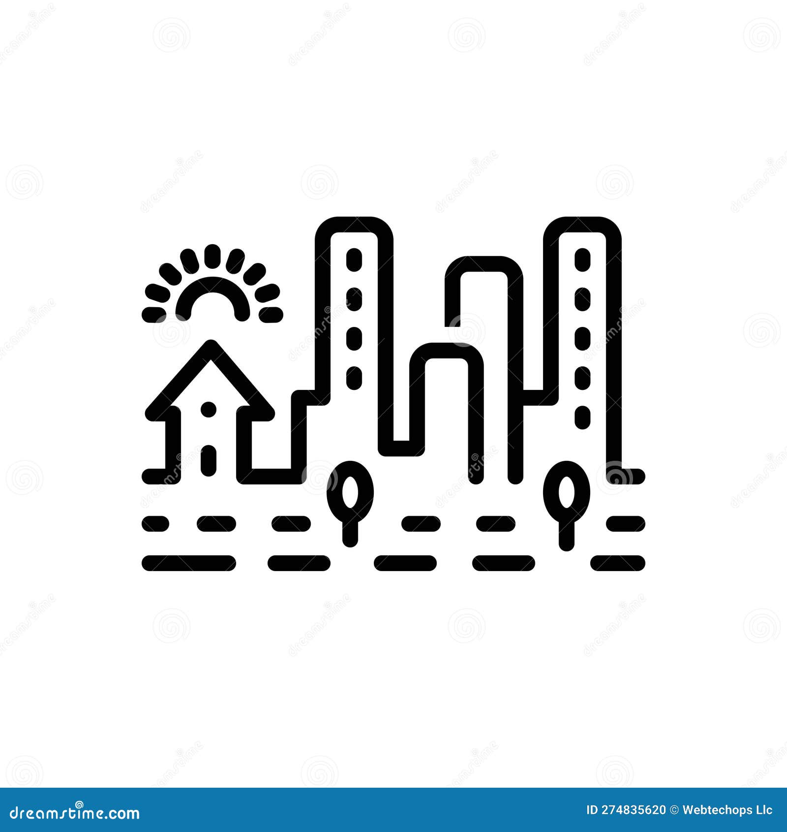 Towns Line Vector Icons And Signs. Cities, Townsfolk, Hamlets ...