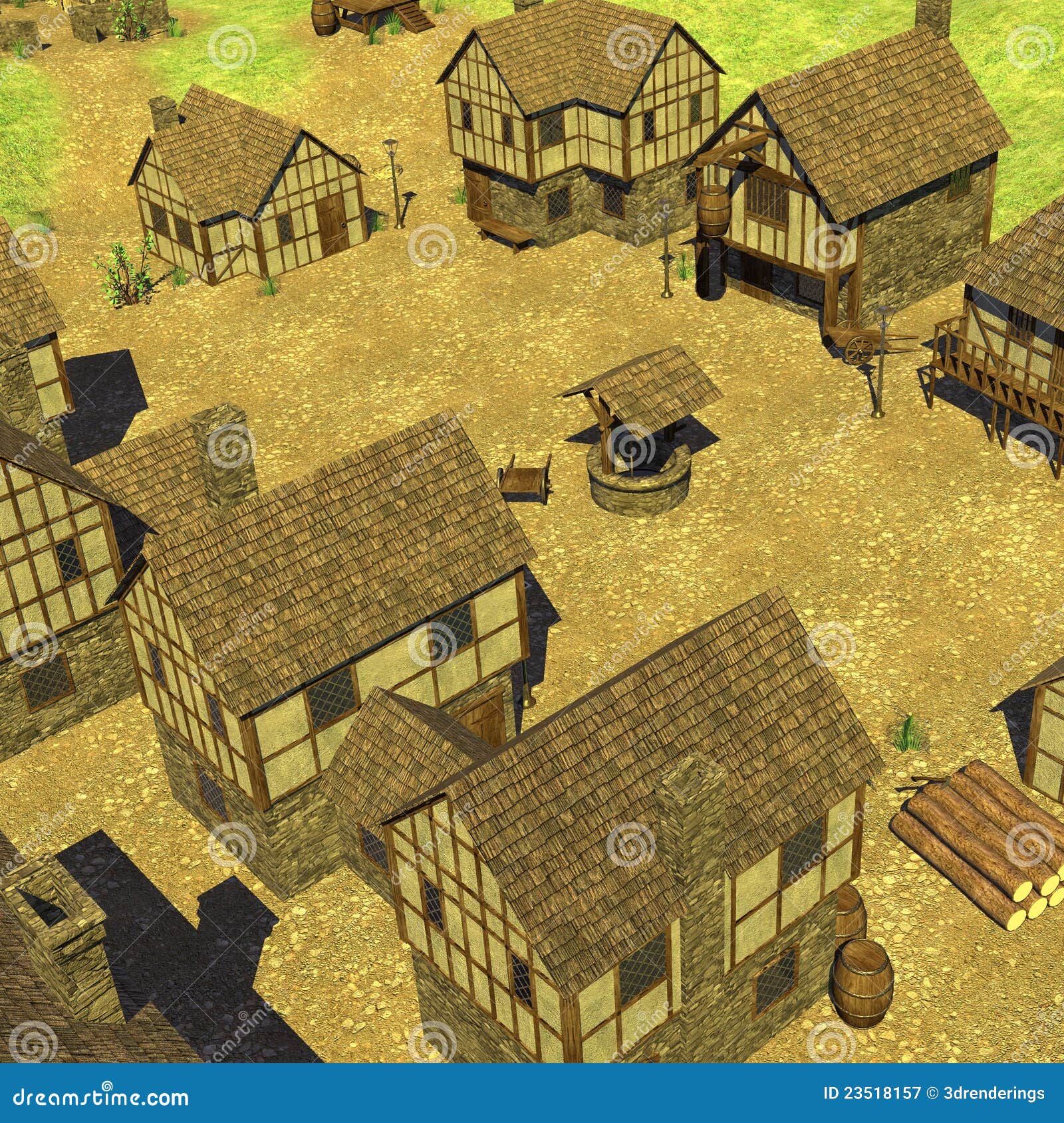 Townsquare medieval ilustração stock. Ilustração de velho - 23518157