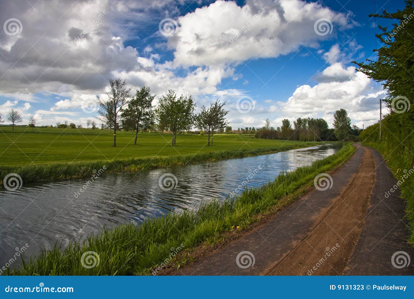 Towpath and Golf Course by Canal Stock Image - Image of engineer ...