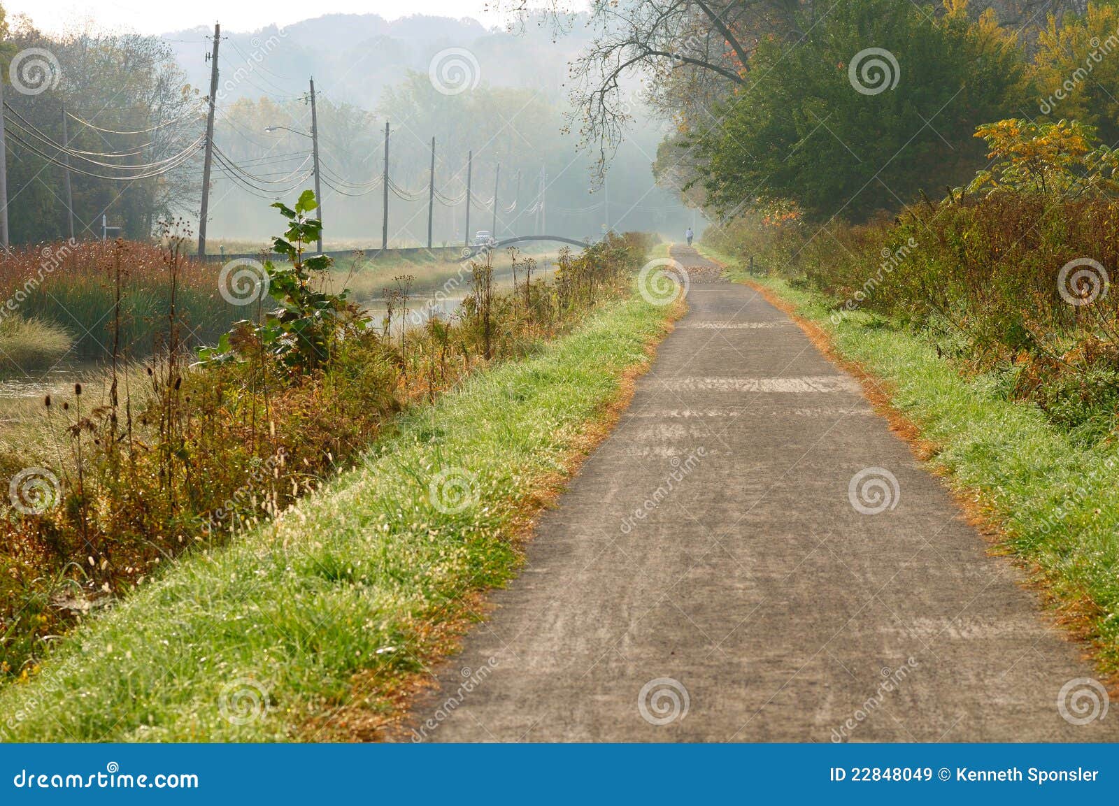 Towpath trail stock image. Image of cattails, exercise - 22848049