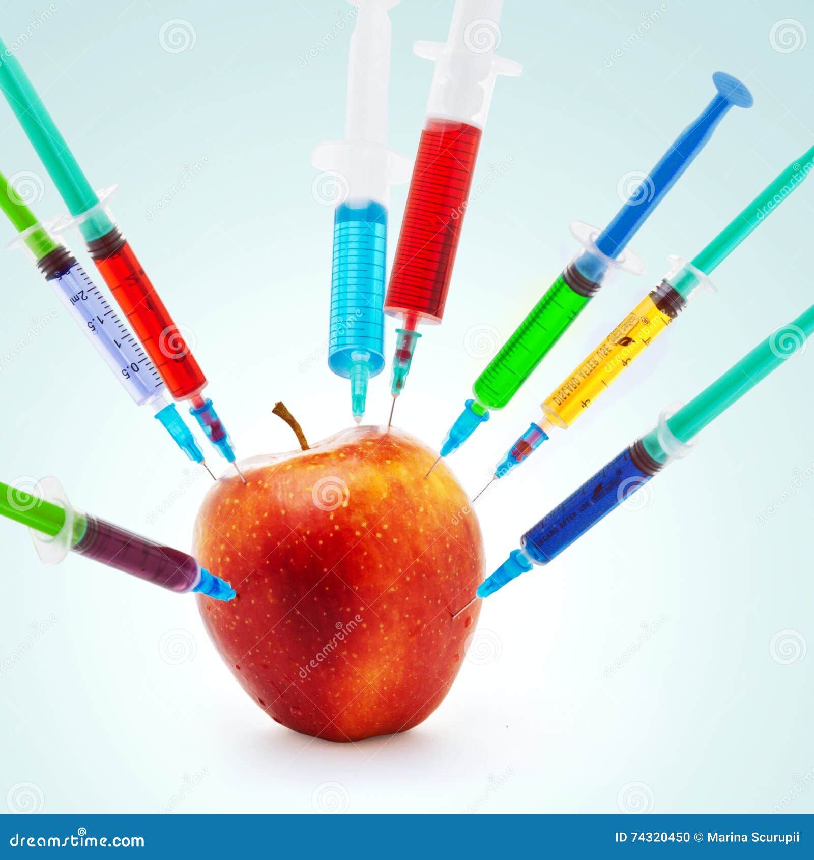 Toxic apple stock photo. Image of syringe, medicine, scientific - 74320450