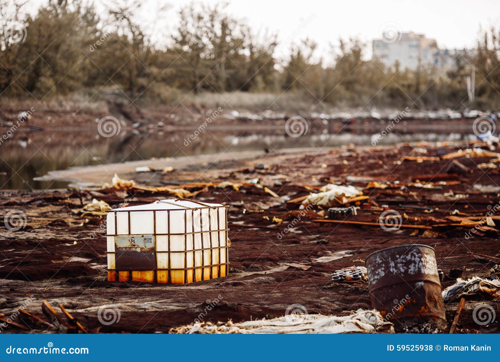 Toxic Containers and Garbage Lying on Chemical Contaminated Wast Stock ...