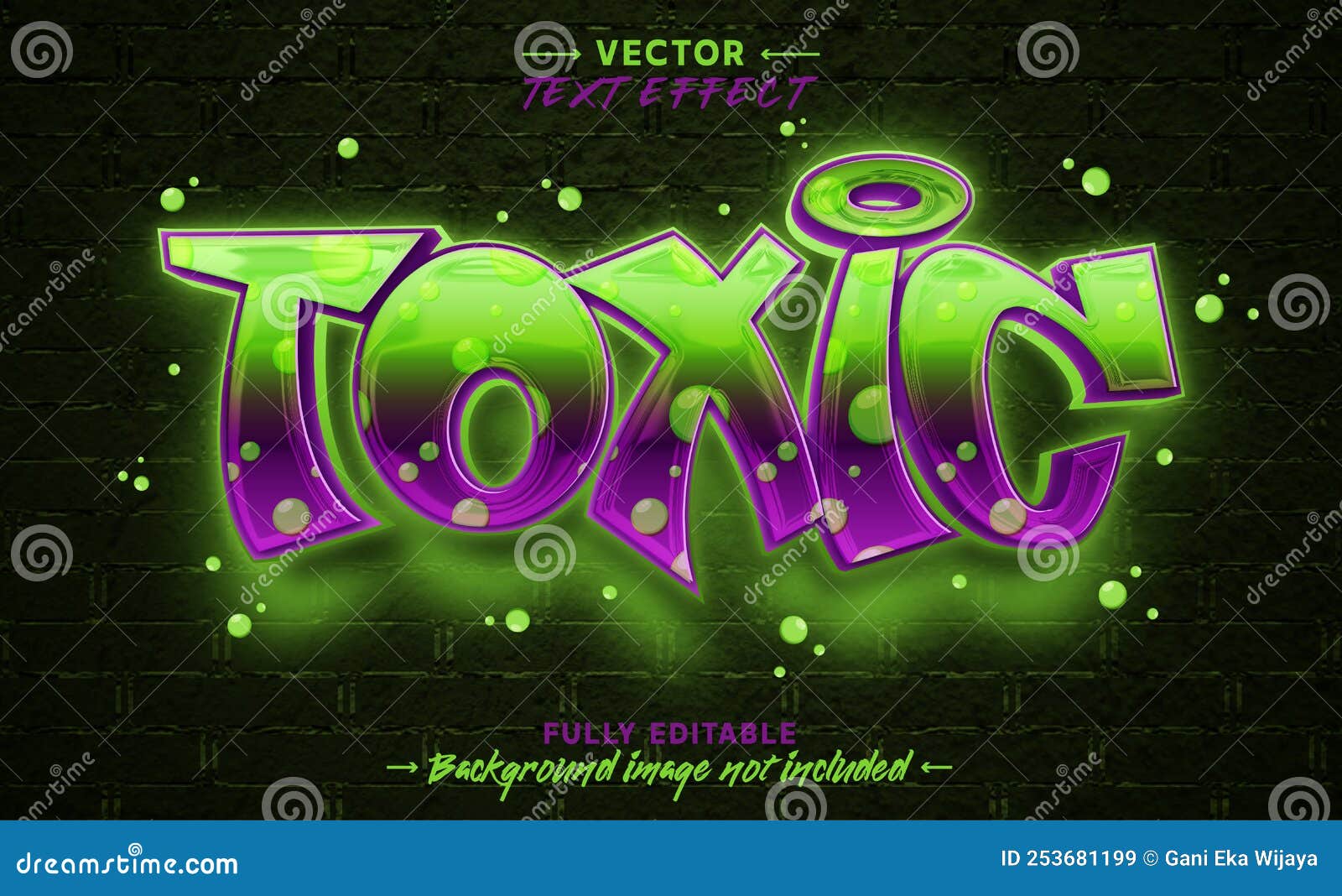 Toxic 3D Graffiti Style Editable Text Effect Template Stock Vector ...
