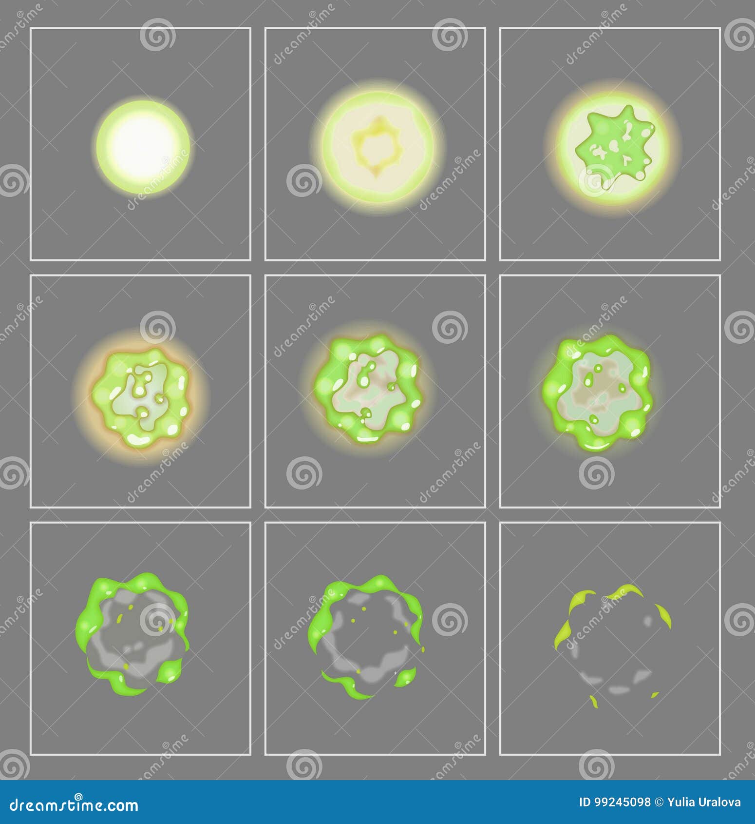 Toxic Explosion Special Effect Animation Frames Vector Illustration ...