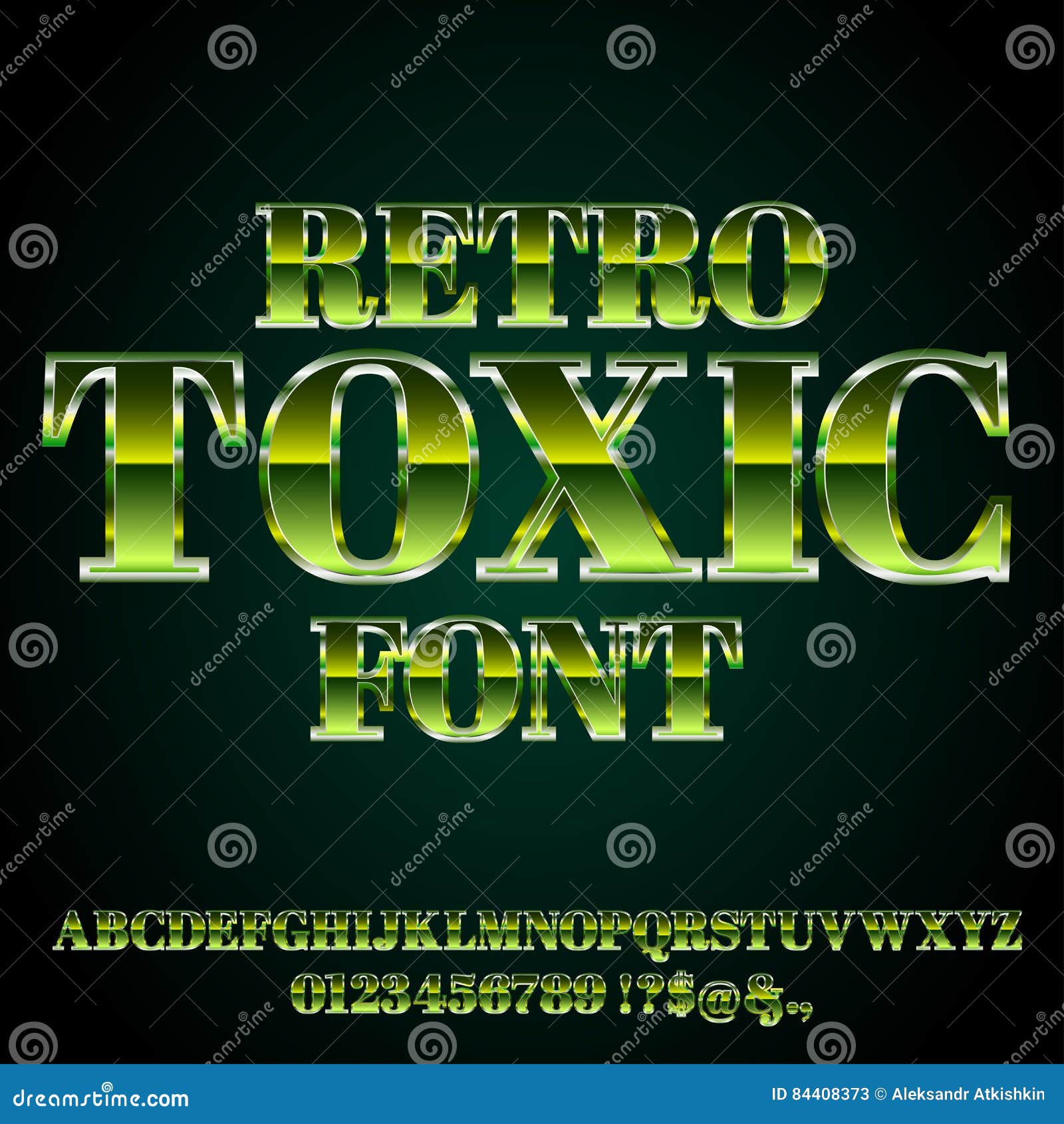 Toxic Green Font stock vector. Illustration of acid, font - 84408373
