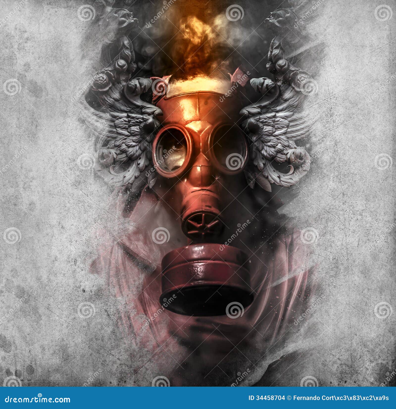 Toxic. a Man in a Gas Mask in the Smoke. Artistic Background Stock ...