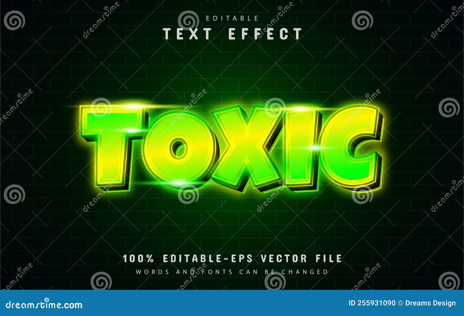 Toxic neon text effect stock vector. Illustration of power - 255931090