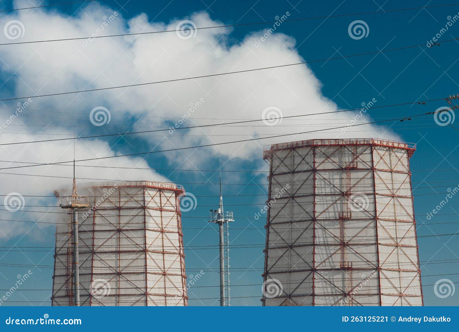 Toxic Smoke is Released from the Cooling Tower into the Atmosphere and ...