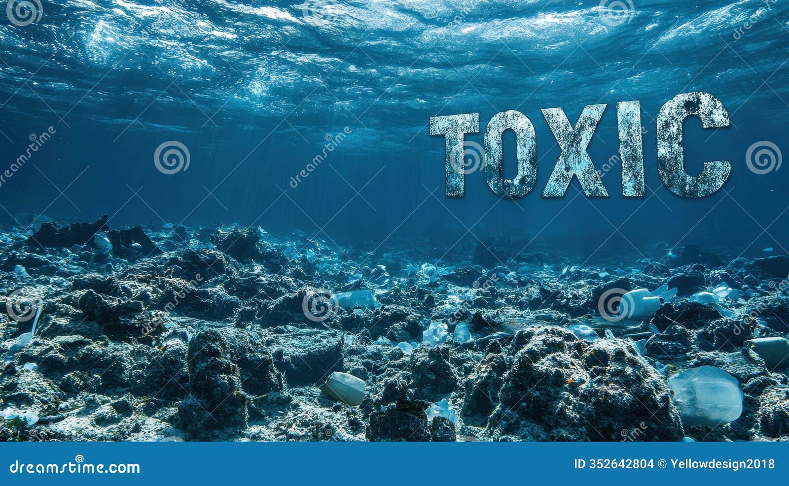 Toxic Underwater Environment Highlighting Ocean Pollution Crisis Stock ...
