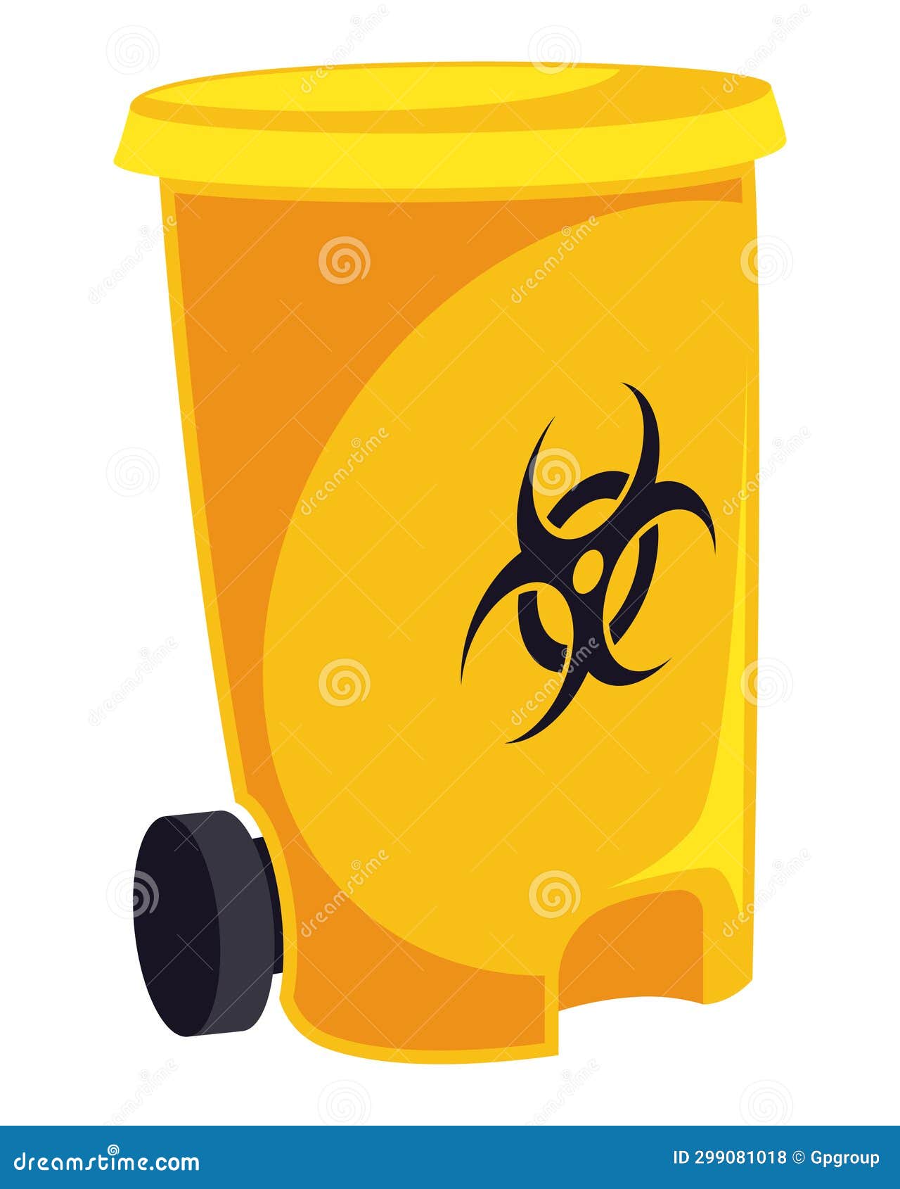 Toxic Waste Bin Yellow with Wheels Stock Illustration - Illustration of ...