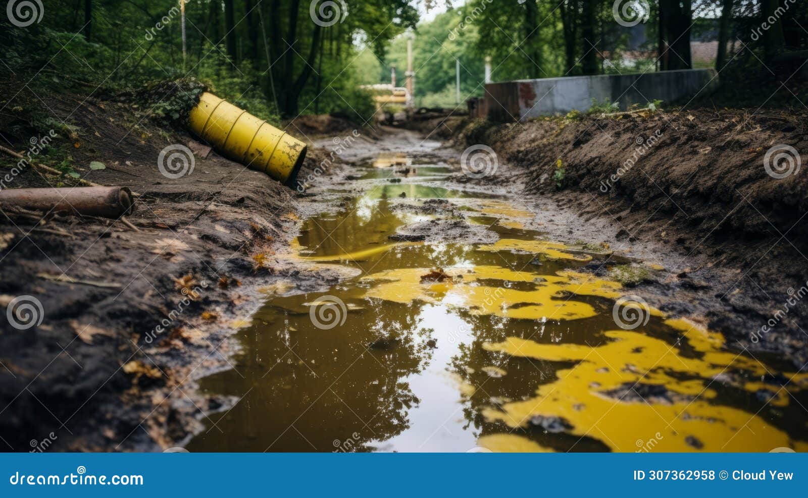 Toxic Waste Infiltrating the Ground, Causing Ecological Harm Stock ...