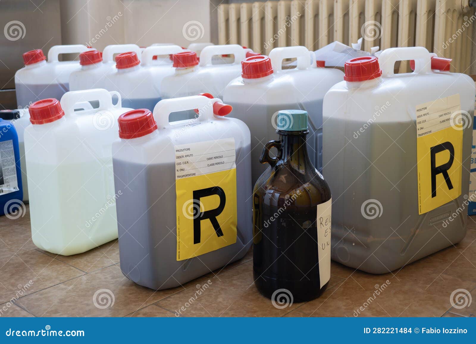 Toxic Waste in Jerry Cans in the Chemistry Laboratory Stock Photo ...