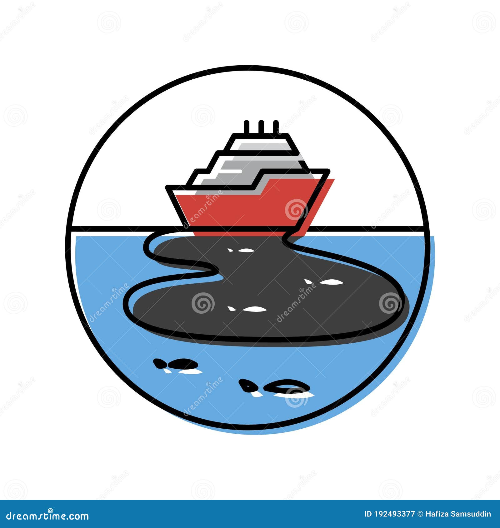 Toxic Waste in the Sea. Vector Illustration Decorative Design Stock ...