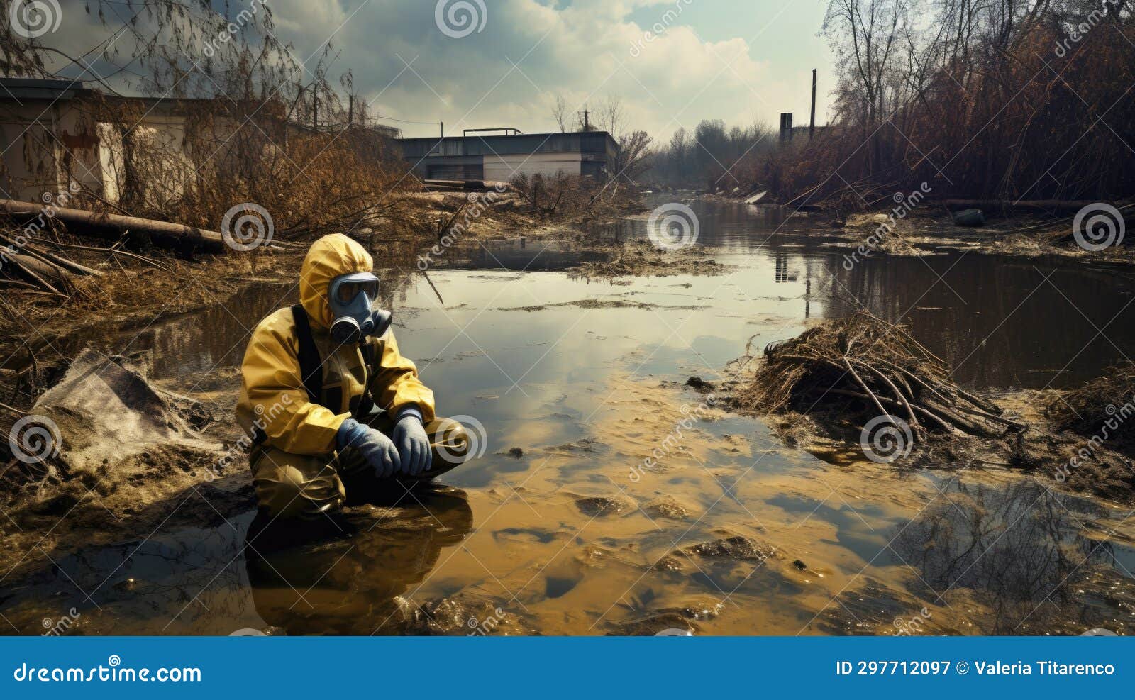 Toxic River: River Polluted With Industrial Waste, With Thick, Greenish ...