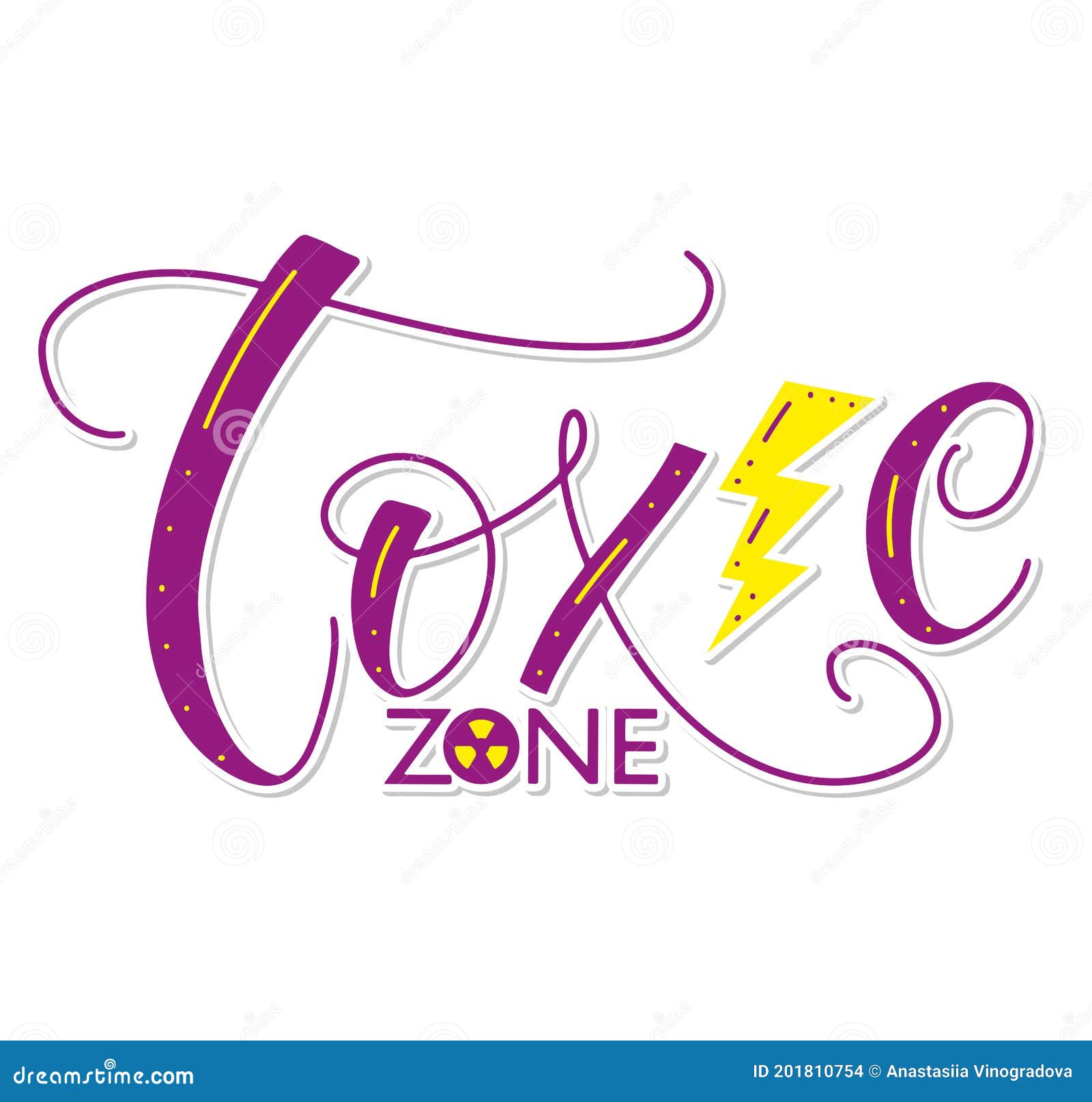Toxic Zone, Colored Lettering with Lightning and Danger Sign ...