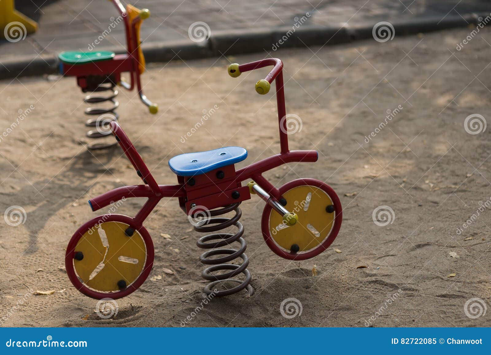 Toy Bicycle for Children in Playground Stock Image - Image of colorful ...